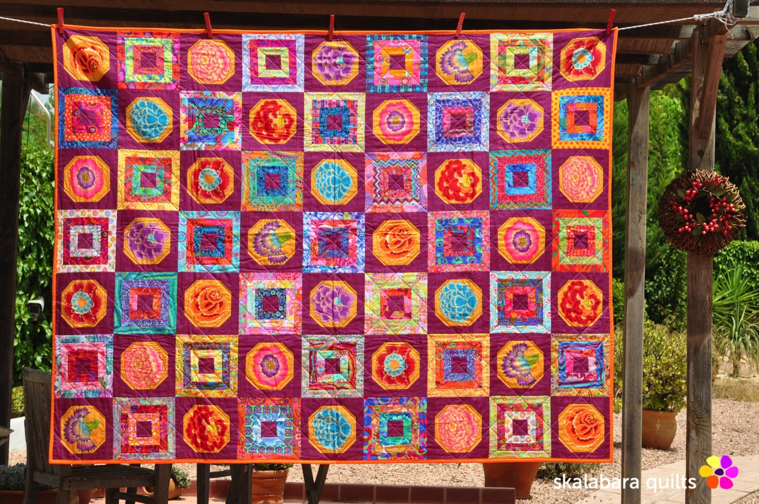 magenta and golden flowers « skalabara quilts